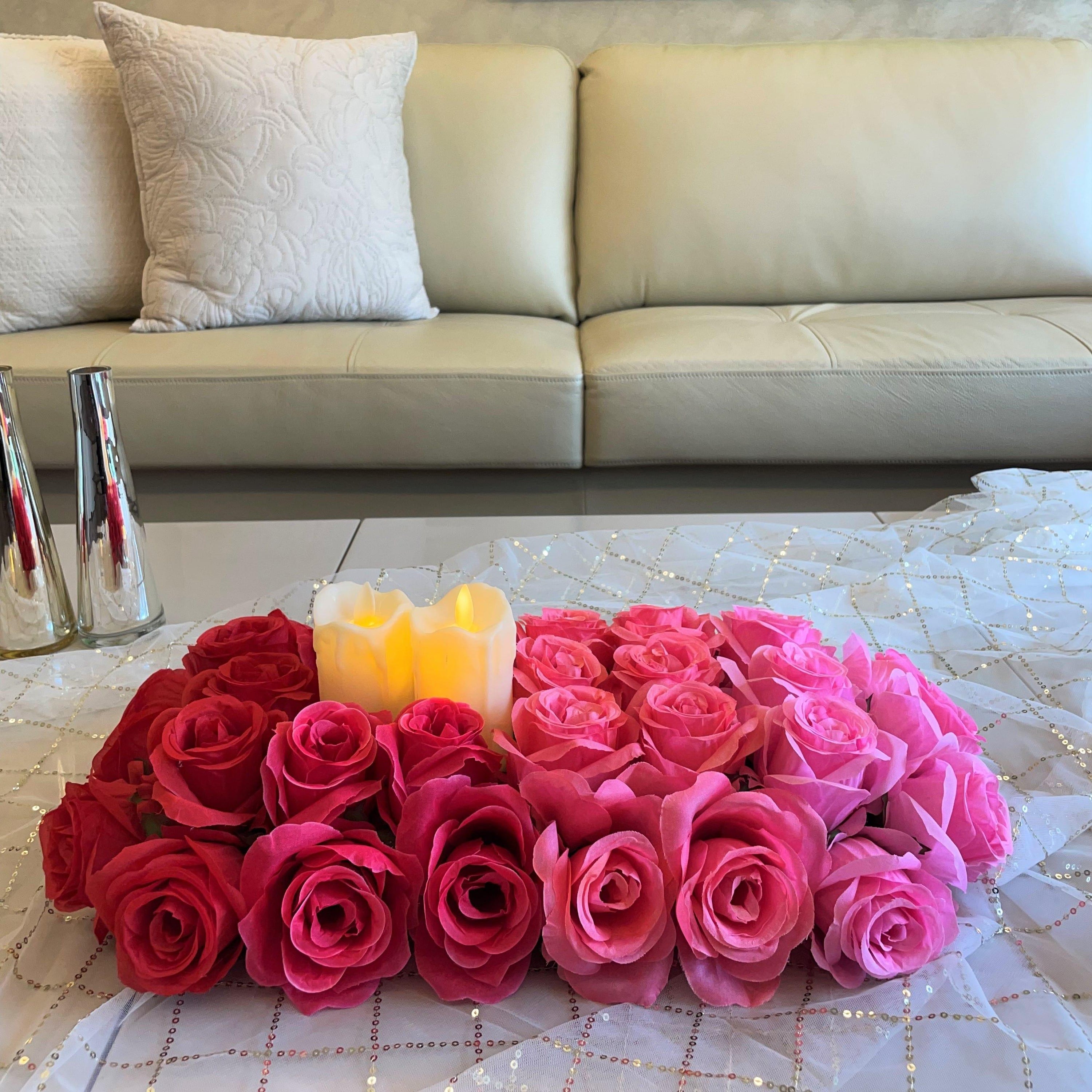 Alpina Centre Piece | Artificial Flower Table Decor | LED Candles ...